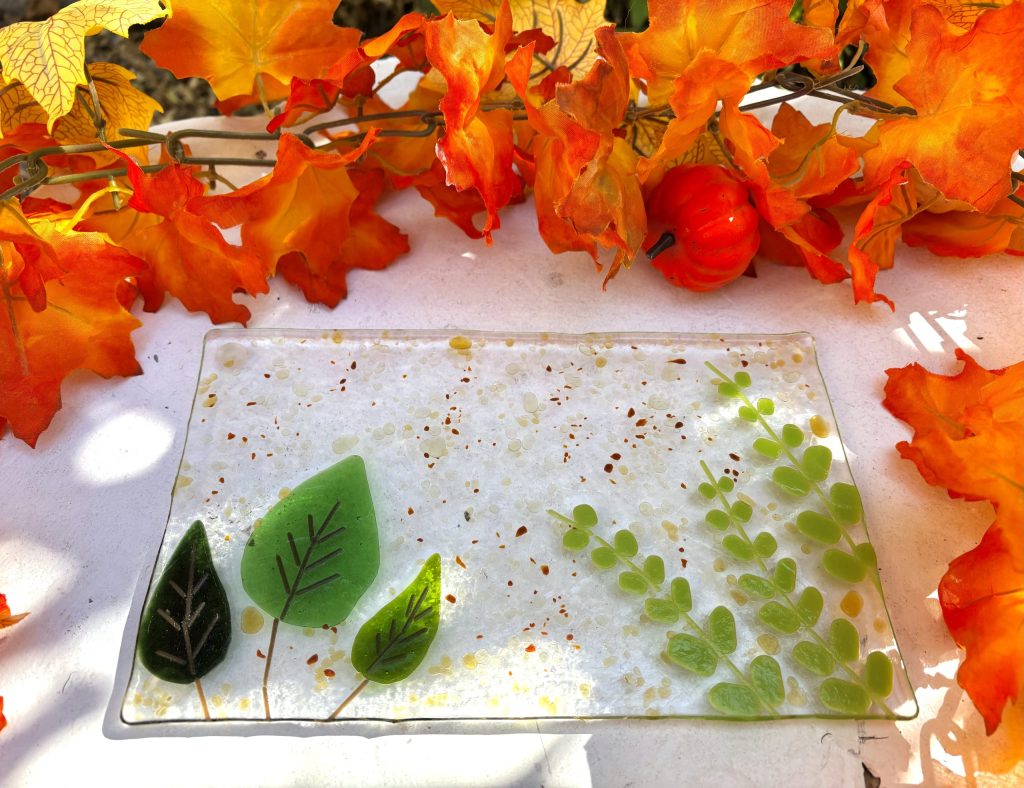 Glass Fusing Class - Fall Leaves Cheese Board - Burst of Butterflies